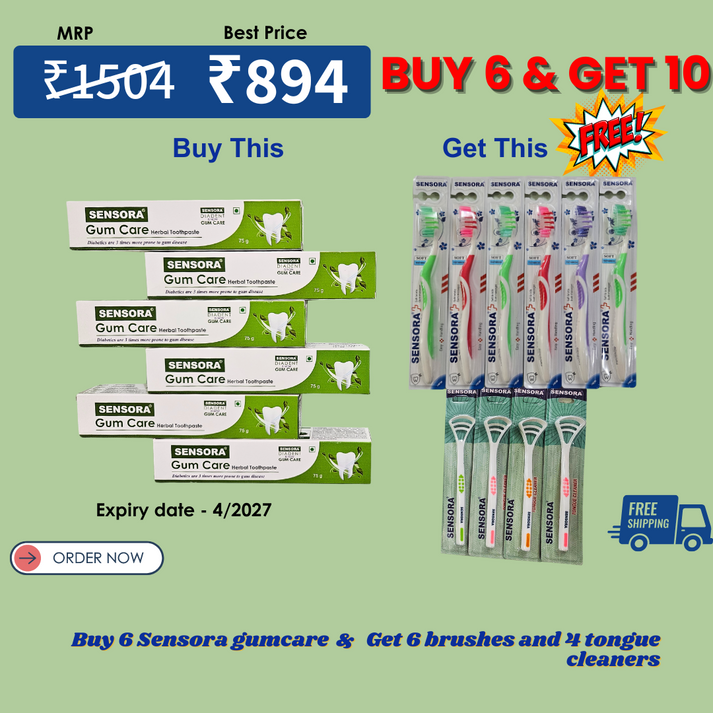 buy 6 get 10 Best offer SENSORA Gum Care Toothpaste - Pack of 6 and 6 ...